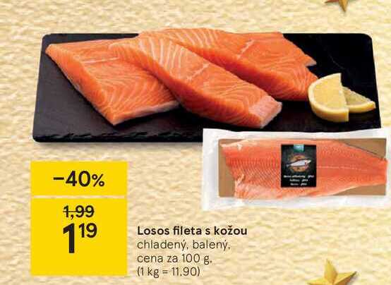 Losos fileta s kožou, 100 g v akcii | Zlacnene.sk