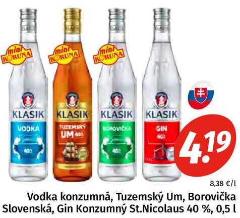 ARCHIV | Vodka konzumná, Tuzemský Um, Borovička Slovenská, Gin Konzumný ...