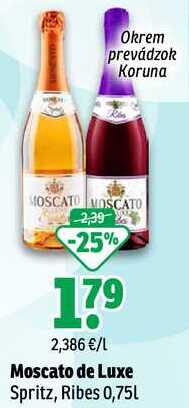Moscato de Luxe 0,75 l v akcii | Zlacnene.sk