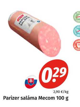 Parizer saláma Mecom 100 g v akcii | Zlacnene.sk