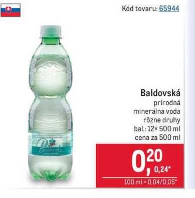 ARCHIV | Baldovská prirodná mineralna voda rôzne druhy 500ml v akcii ...