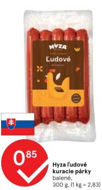 Hyza l'udové kuracie párky, 300 g v akcii | Zlacnene.sk